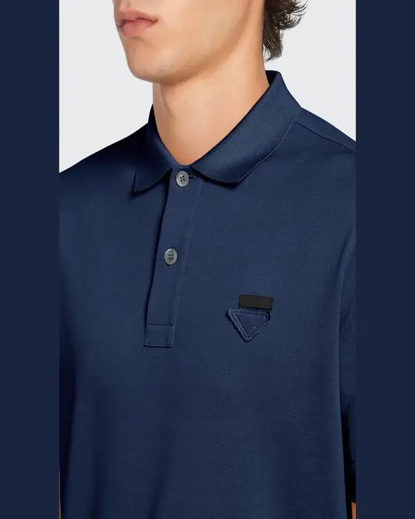 Prada Slim Pique Knit Logo Polo