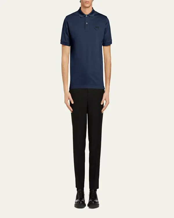 Prada Slim Pique Knit Logo Polo
