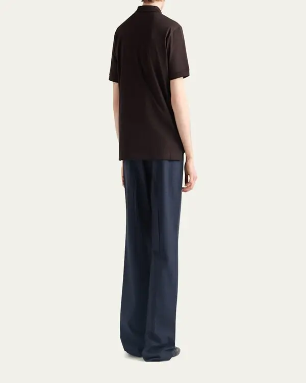Prada Slim Pique Knit Logo Polo