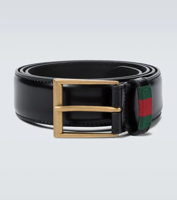GUCCI “GG” Web Stripe Black Leather Belt-80cm ContactSheet-1_copy_3206b3a8-  main image 3