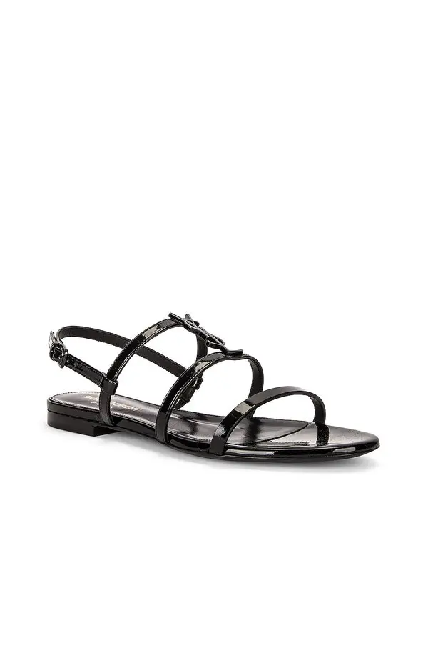 Saint Laurent Cassandra Flat Sandal - Nero