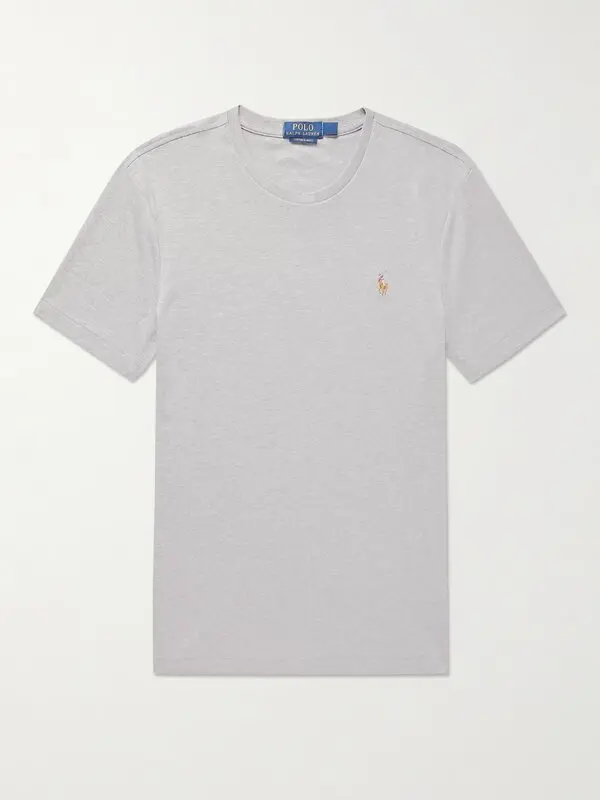 Polo Ralph Lauren Slim-fit Mélange Cotton-jersey T-shirt - Gray