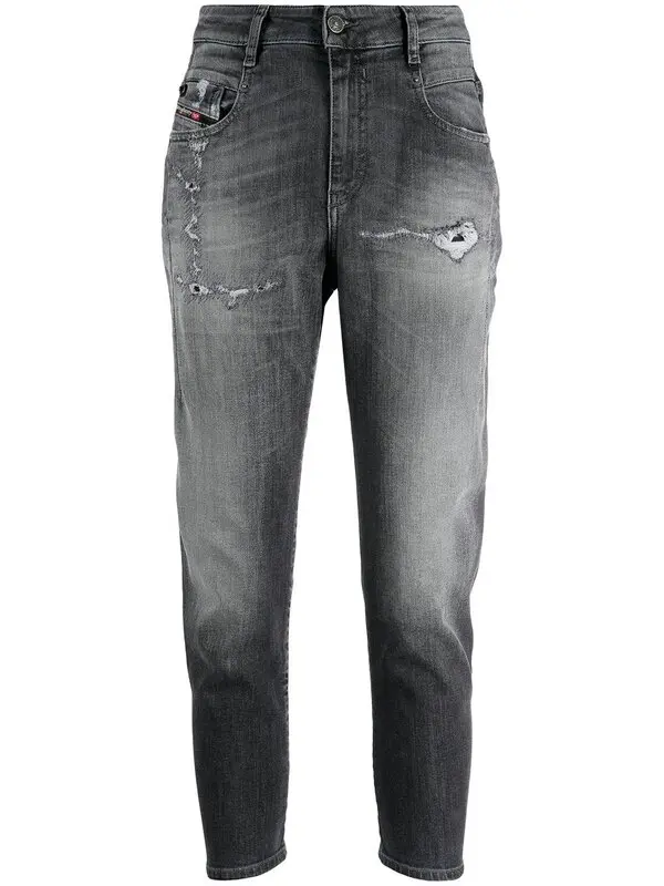 DIESEL® Cropped Distressed Boyfriend Jeans