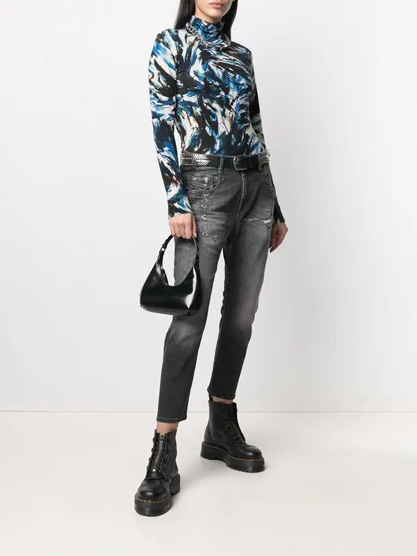 DIESEL® Cropped Distressed Boyfriend Jeans