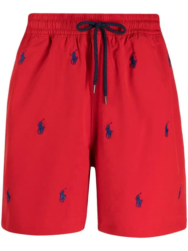 Polo Ralph Lauren Logo-embroidered Drawstring Swim Shorts - Red