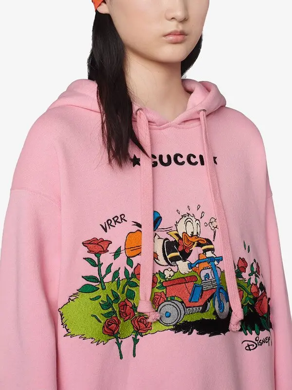 Gucci X Disney Donald Duck Logo Hoodie - Pink | Editorialist