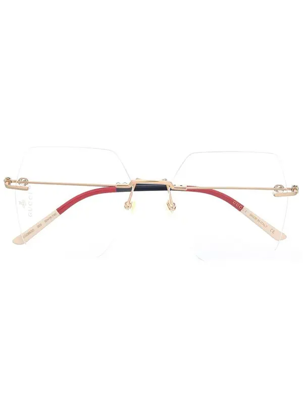 Gucci Rimless Square-frame Glasses - Gold