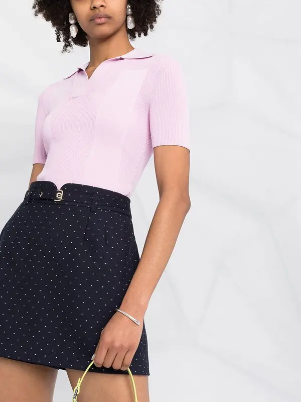 Red Valentino Dotted High-waisted Belted Skort
