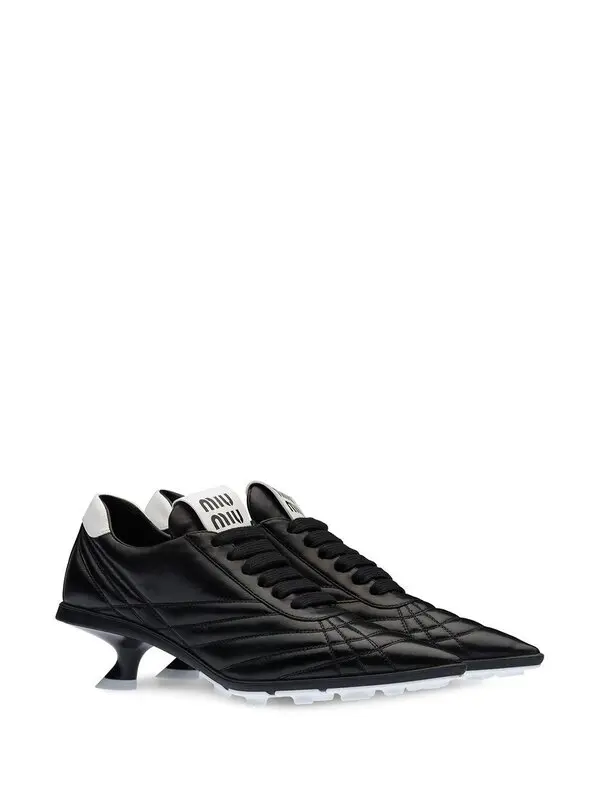 Miu Miu Mid-Heel Pointed Toe Sneakers - Black | Editorialist