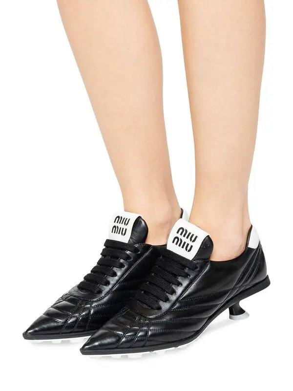 Miu Miu Mid-Heel Pointed Toe Sneakers - Black | Editorialist