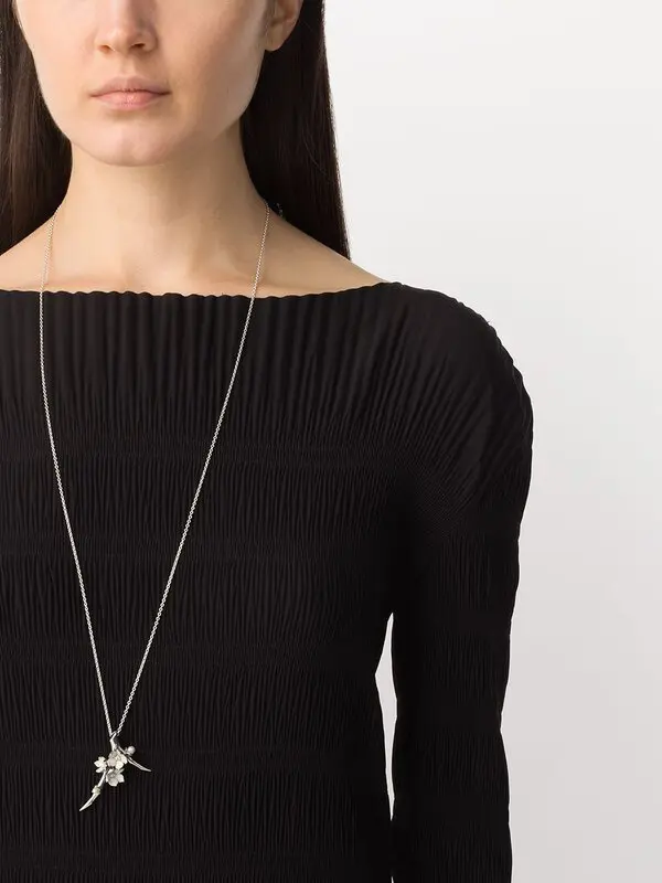 SHAUN LEANE Cherry Blossom Diamond And Pearl Pendant Necklace - Silver