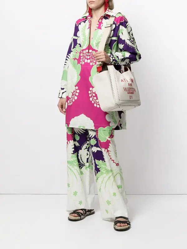 Valentino Garavani Printed Wide-leg Trousers