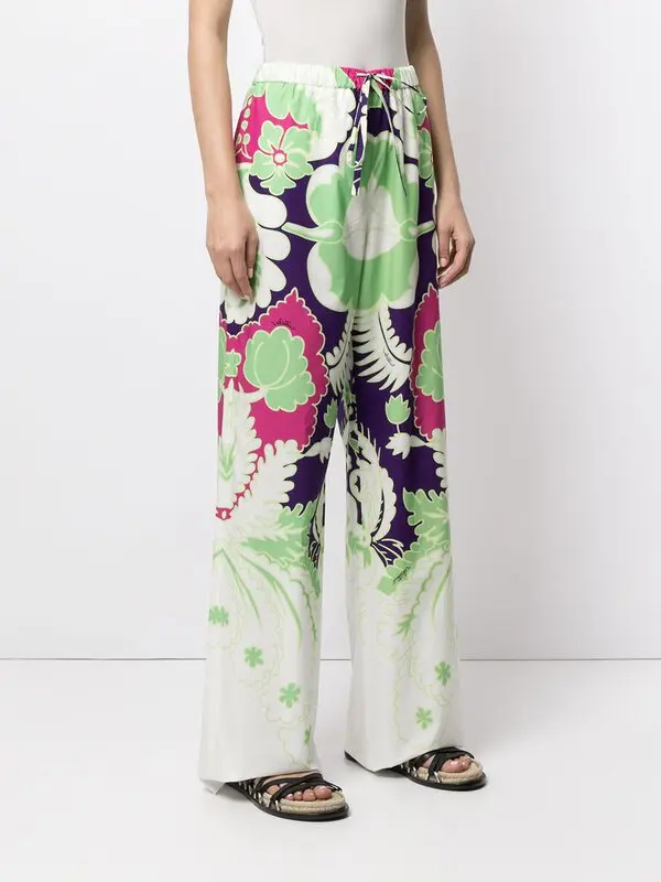 Valentino Garavani Printed Wide-leg Trousers