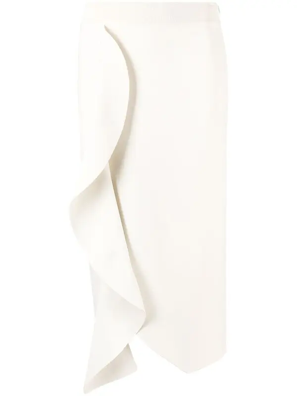 Alexander McQueen Draped Pencil Skirt - White