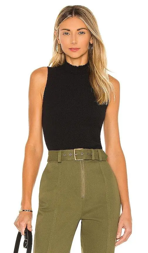 Nation Ltd Bibi Smocked Mock Neck Tank In Black