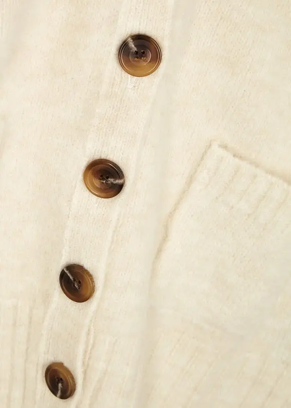 Soeur Fluo Cream Sleeveless Fine-knit Cardigan