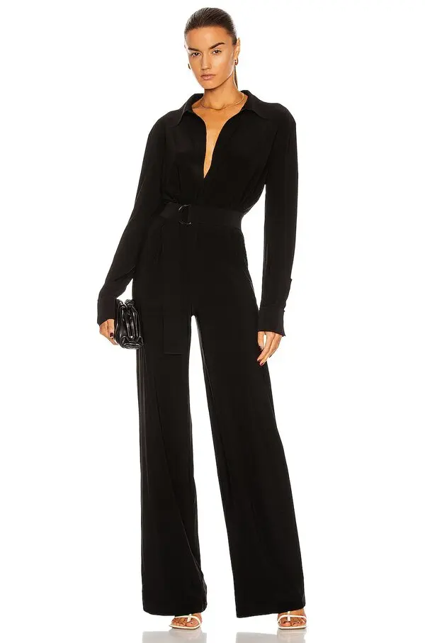 Norma Kamali Shirt Straight Leg Jumpsuit - Black