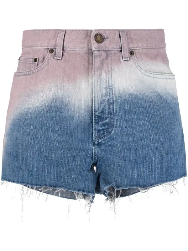 Saint Laurent Baggy Tie-dye Denim Shorts