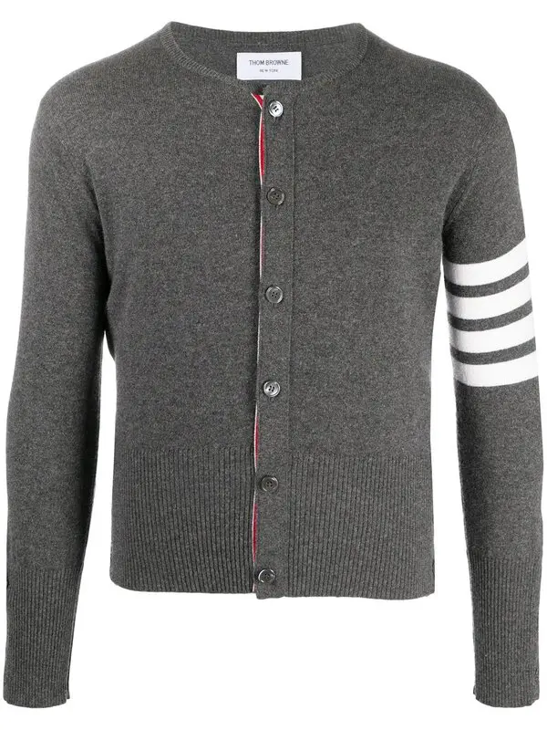 Thom Browne 4-bar Crew Neck Cardigan - Grey