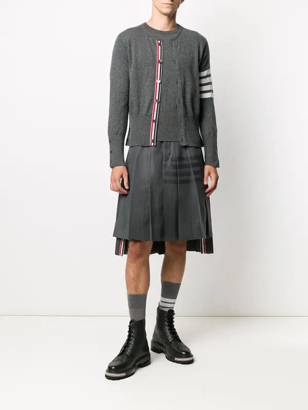 Thom Browne 4-bar Crew Neck Cardigan - Grey