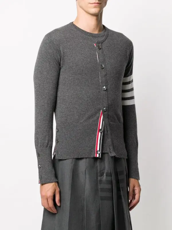 Thom Browne 4-bar Crew Neck Cardigan - Grey