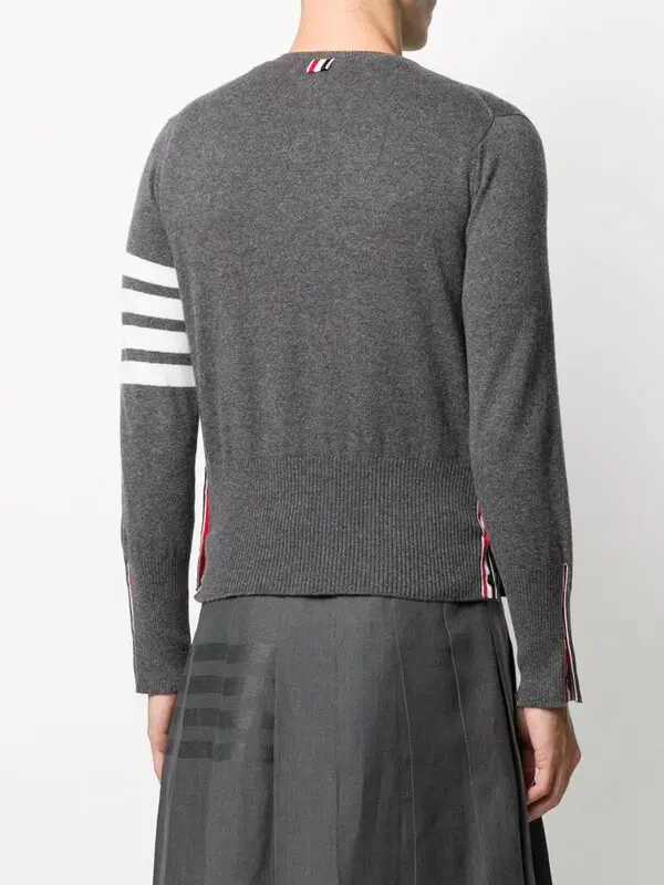 Thom Browne 4-bar Crew Neck Cardigan - Grey