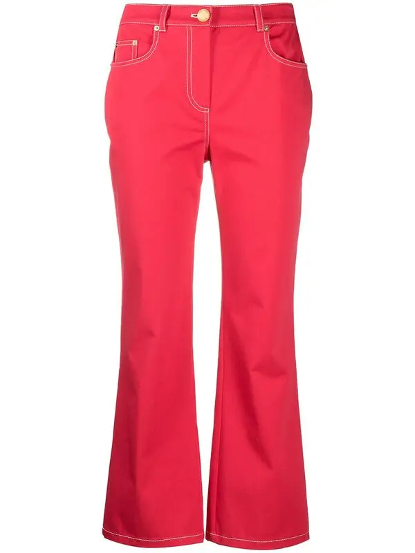 Moschino High-rise Flared Cotton Jeans - Pink