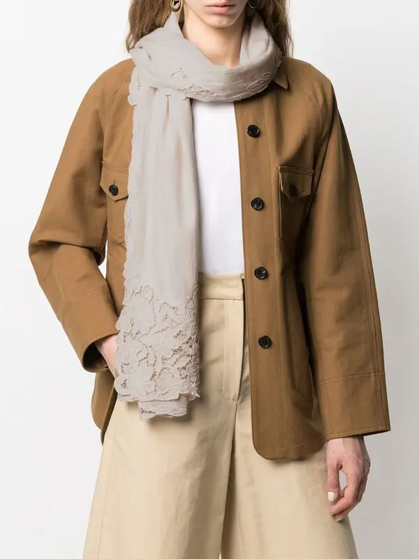 Faliero Sarti Floral Lace-trimmed Scarf