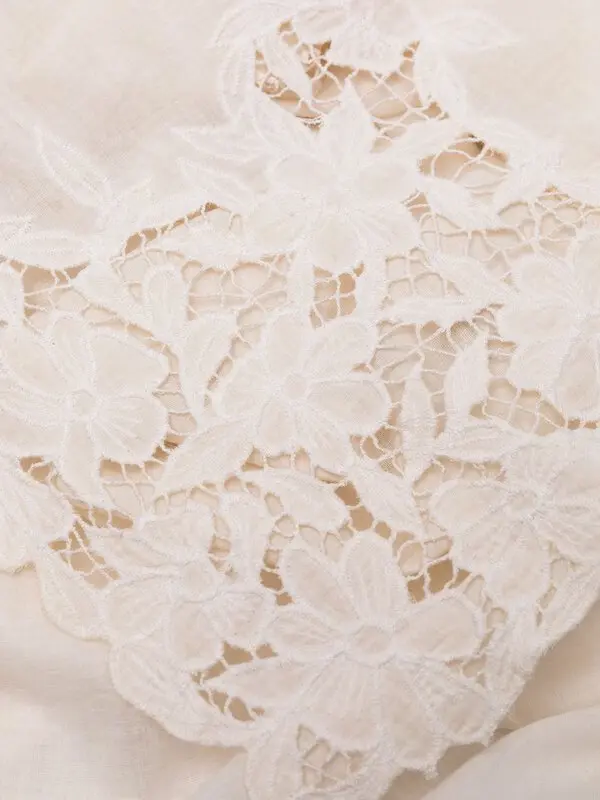 Faliero Sarti Floral Lace-trimmed Scarf