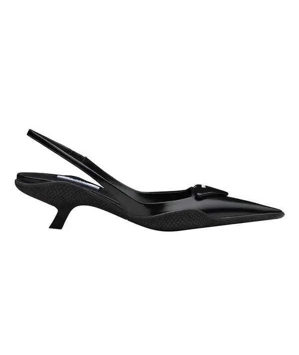 Prada Pointed Toe Slingback Pump Black Editorialist