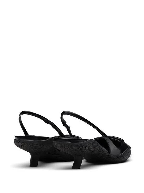 Prada Triangle Patch Slingback Pumps - Black