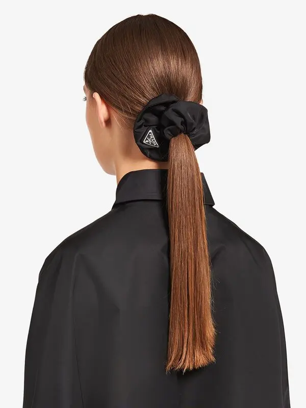 Prada Triangle Logo Scrunchie - Black