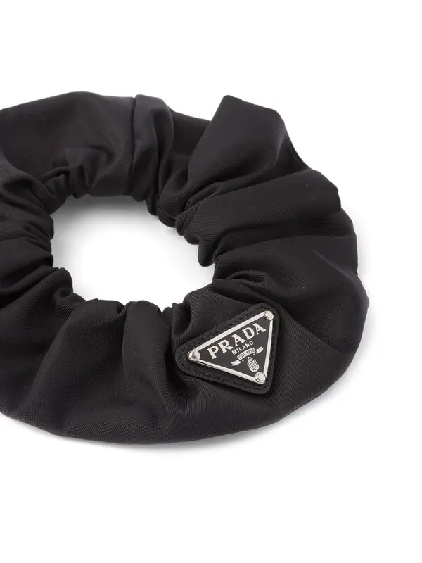 Prada Triangle Logo Scrunchie - Black