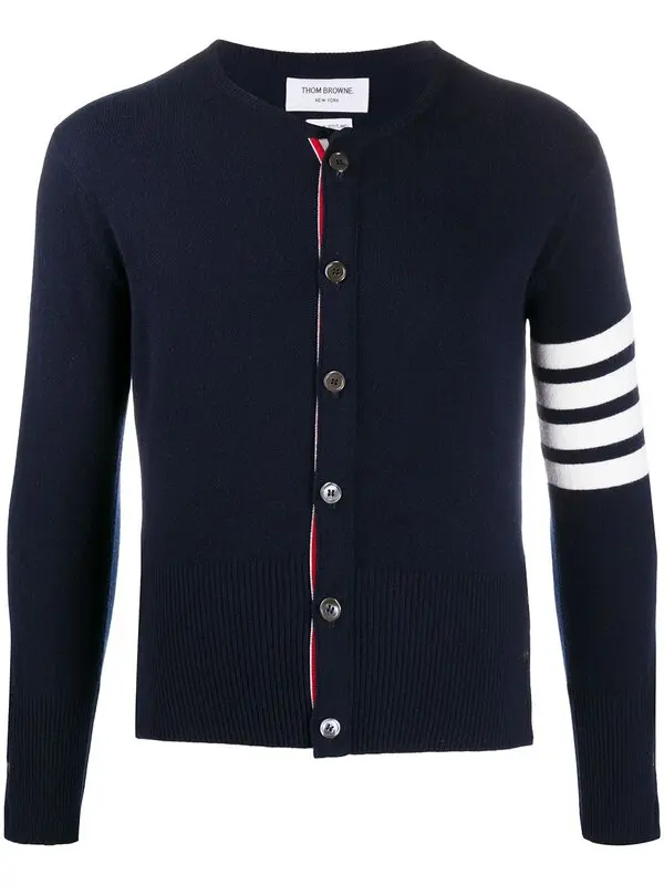 Thom Browne 4-bar Crew Neck Cardigan - Blue