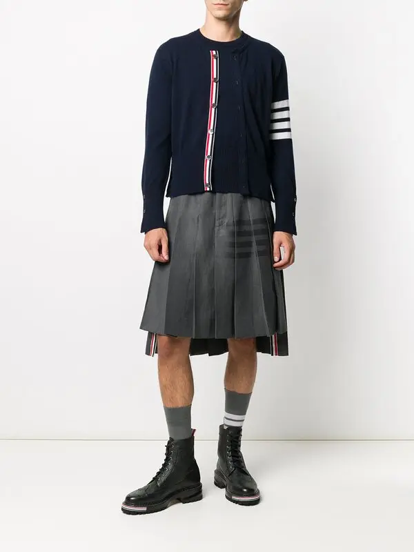 Thom Browne 4-bar Crew Neck Cardigan - Blue