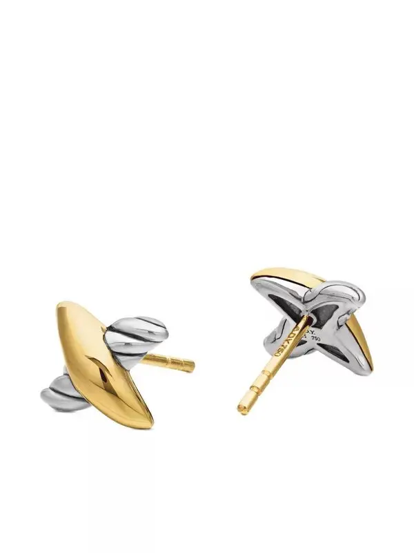 David Yurman 18kt Yellow And Sterling Silver Petite X Stud Earrings - Gold