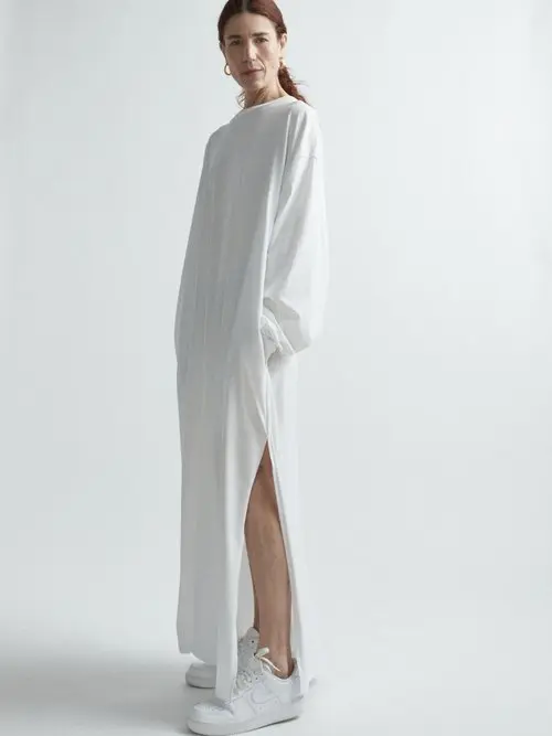 Raey Recycled-Yarn Cotton-Blend Maxi T-Shirt Dress - White | Editorialist