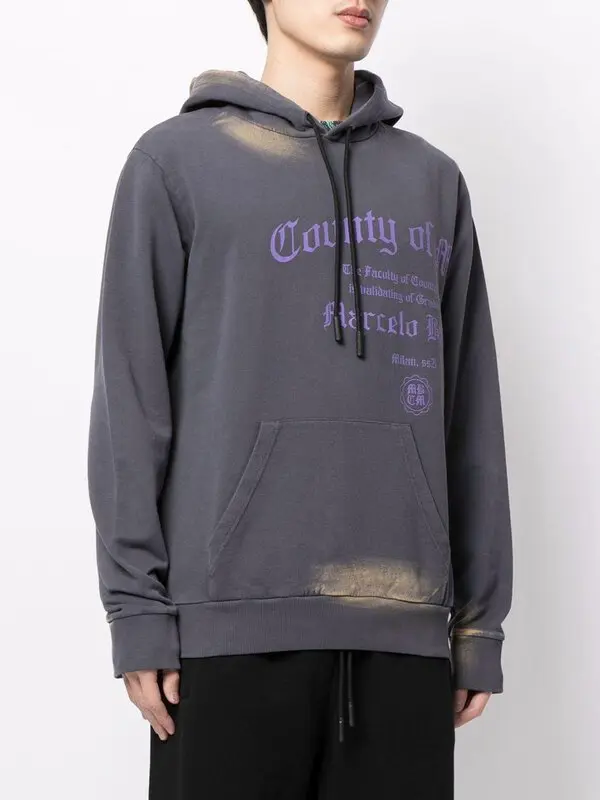 COUNTY OF MILAN Logo-print Bleached Effect Hoodie