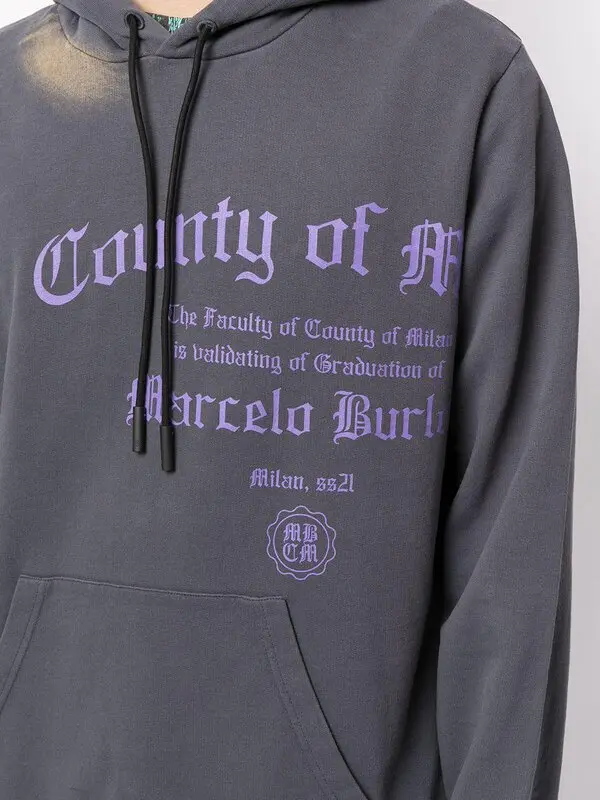 COUNTY OF MILAN Logo-print Bleached Effect Hoodie