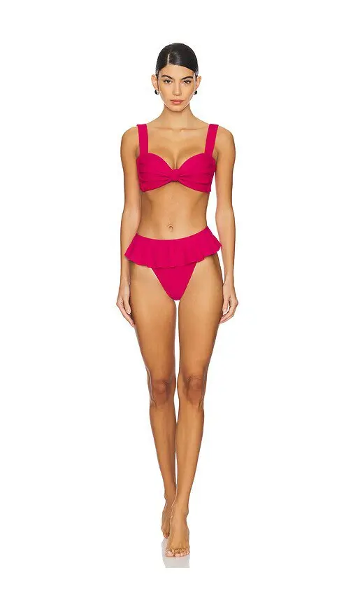 MONTCE Tamarindo Ruffle Bikini Bottom - Raspberry