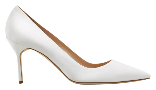 Manolo Blahnik Bb 90mm Satin Stiletto Pumps - White