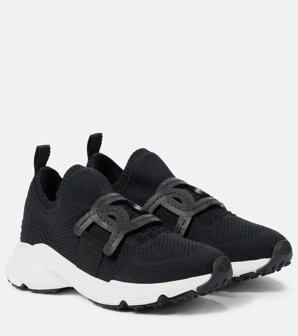 TOD'S Trimmed Knit Sneakers - Black