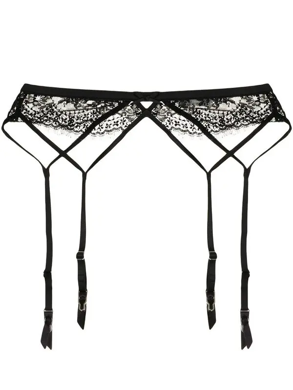 Fleur Du Mal Frankie Lace Strappy Garter - Black
