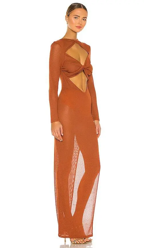 BRONX AND BRONCO X Daphne Maxi Knit Dress In Rust