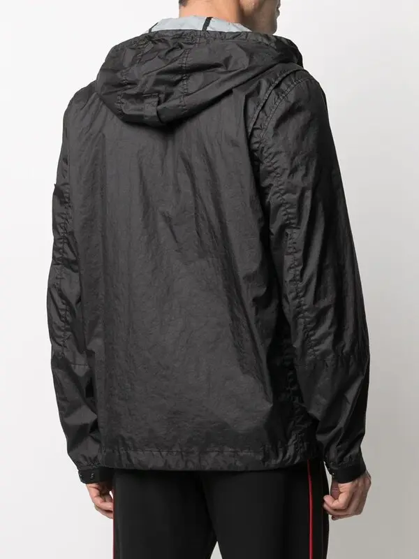 Stone Island Logo-patch Zip-up Windbreaker - Black