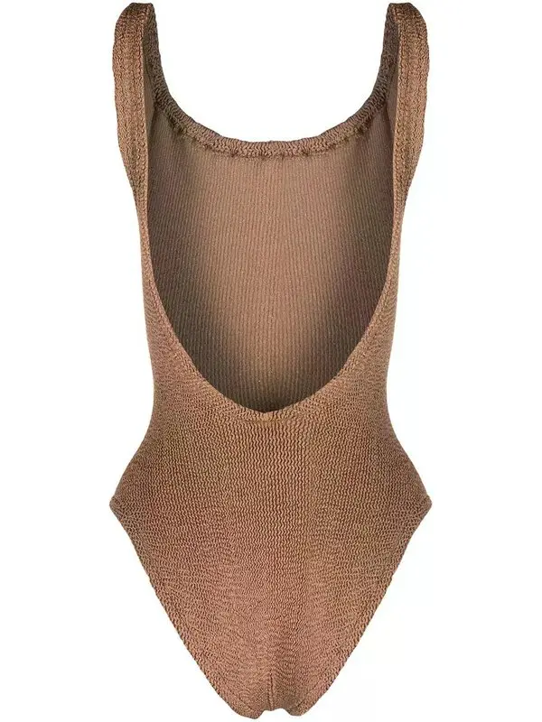 Hunza G Square Neck Open Back Swimsuit - Brown