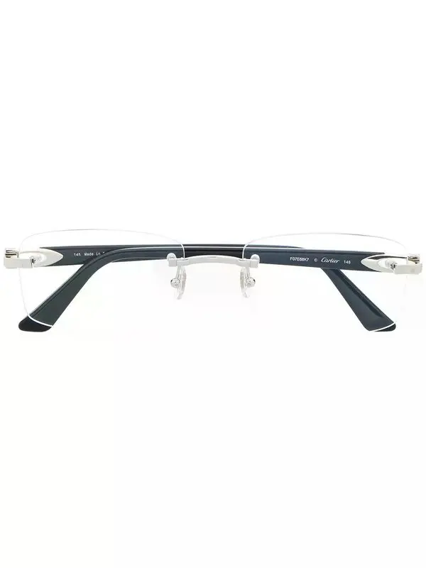 Cartier Rimless Square-frame Glasses - Blue