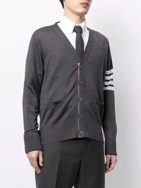 Thom Browne 4-bar V-neck Merino Cardigan