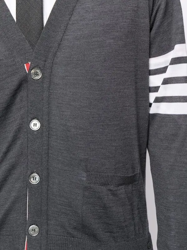 Thom Browne 4-bar V-neck Merino Cardigan