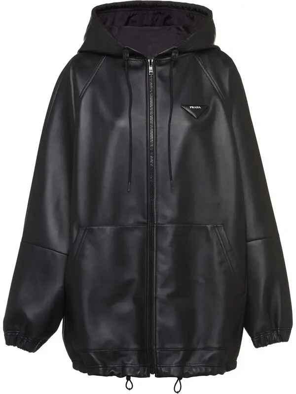 Prada Hooded Leather Jacket - Black | Editorialist